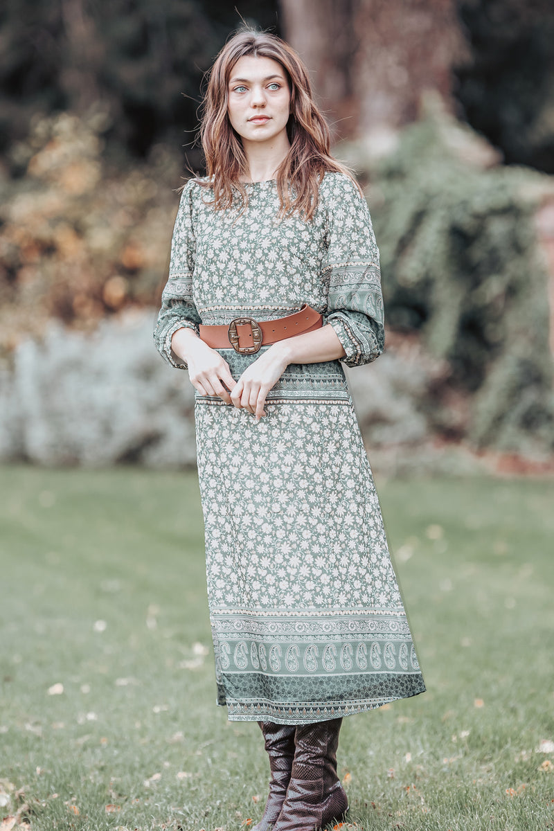 Marion Green Floral Midi Dress – L'Atelier London